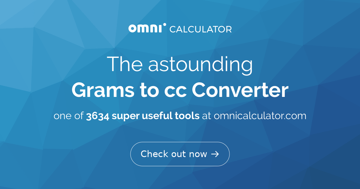 Grams to cc Converter