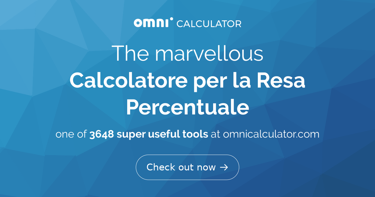 Calcolatore per la Resa Percentuale