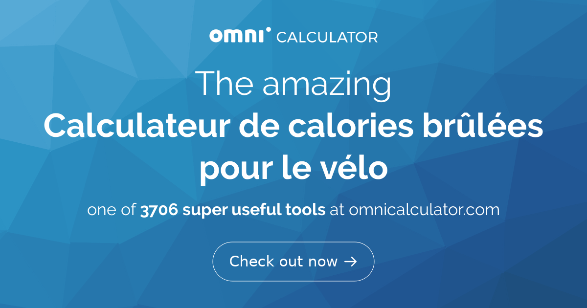 Calculateur de calories brûlées pour le vélo