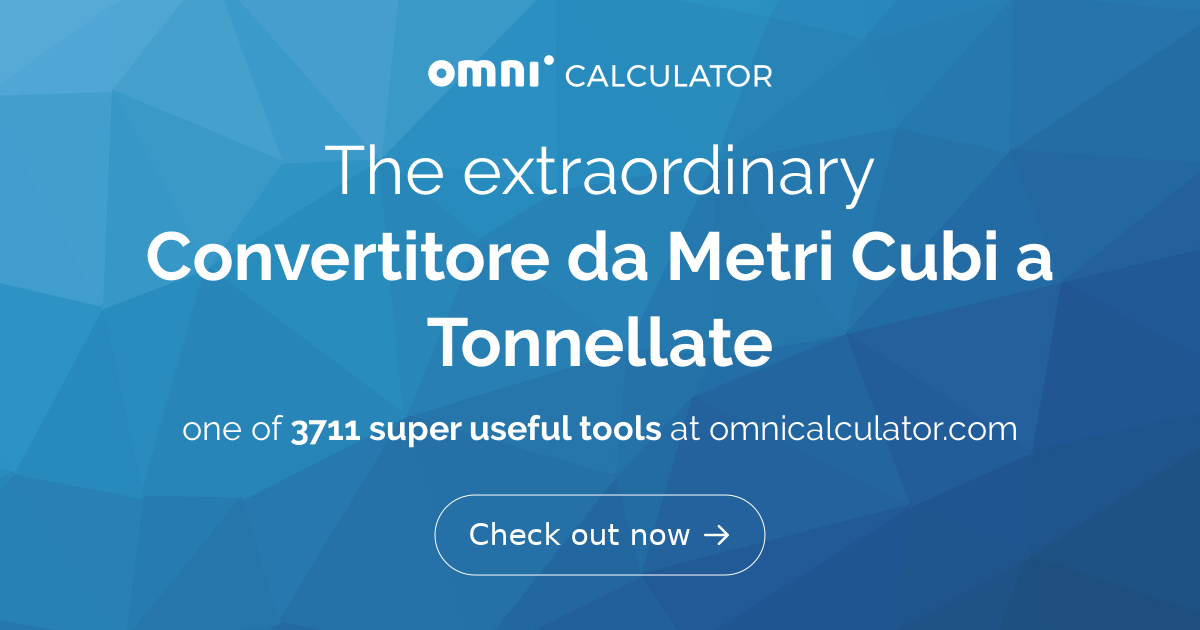 Convertitore da Metri Cubi a Tonnellate