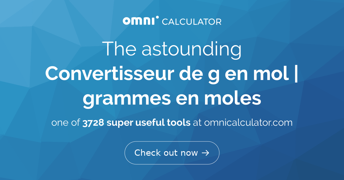 Convertisseur de g en mol | grammes en moles