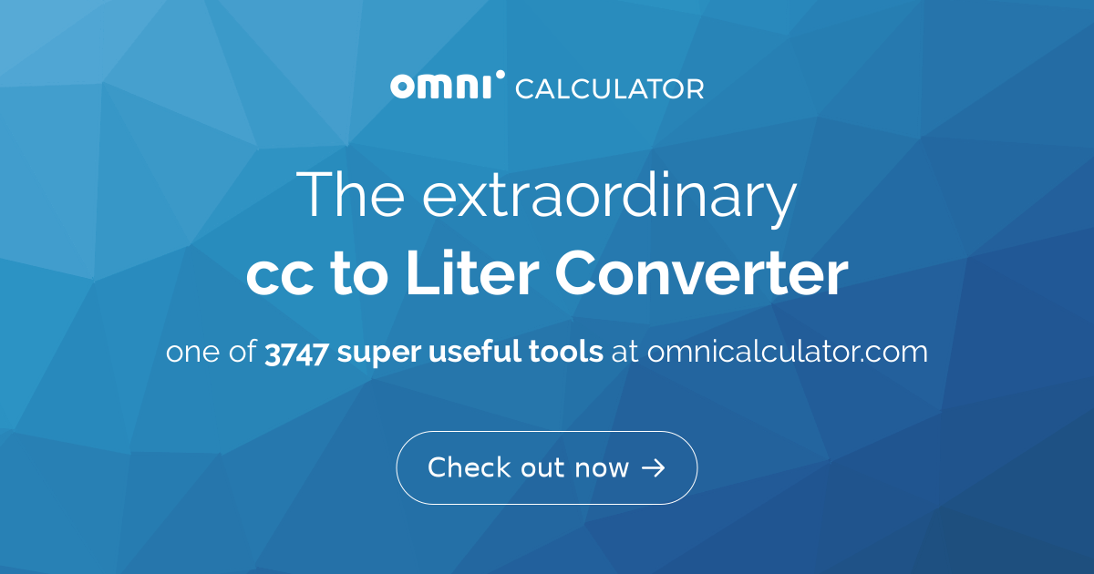 cc to Liter Converter