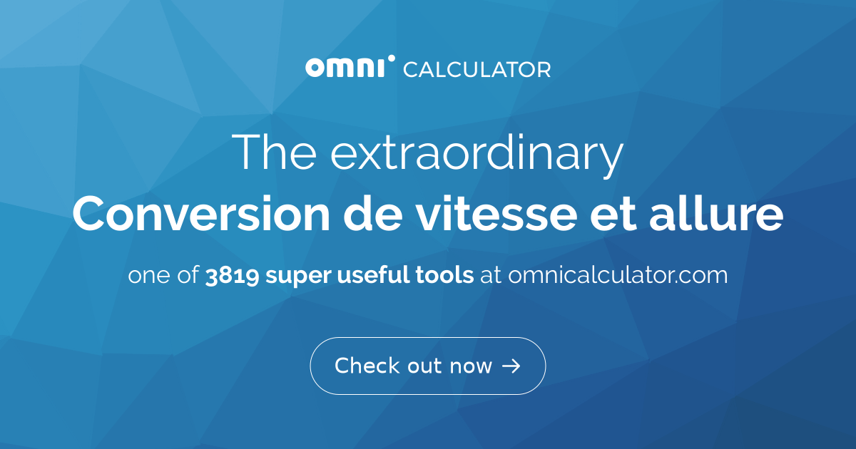 Conversion de vitesse et allure